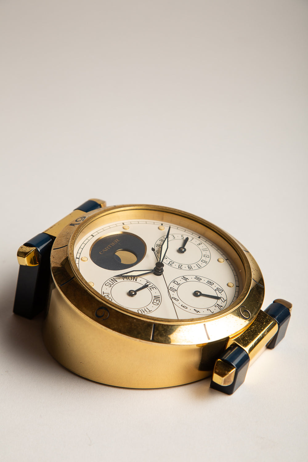 CARTIER | 1970'S PERPETUAL CALENDAR MOONPHASE DESK CLOCK
